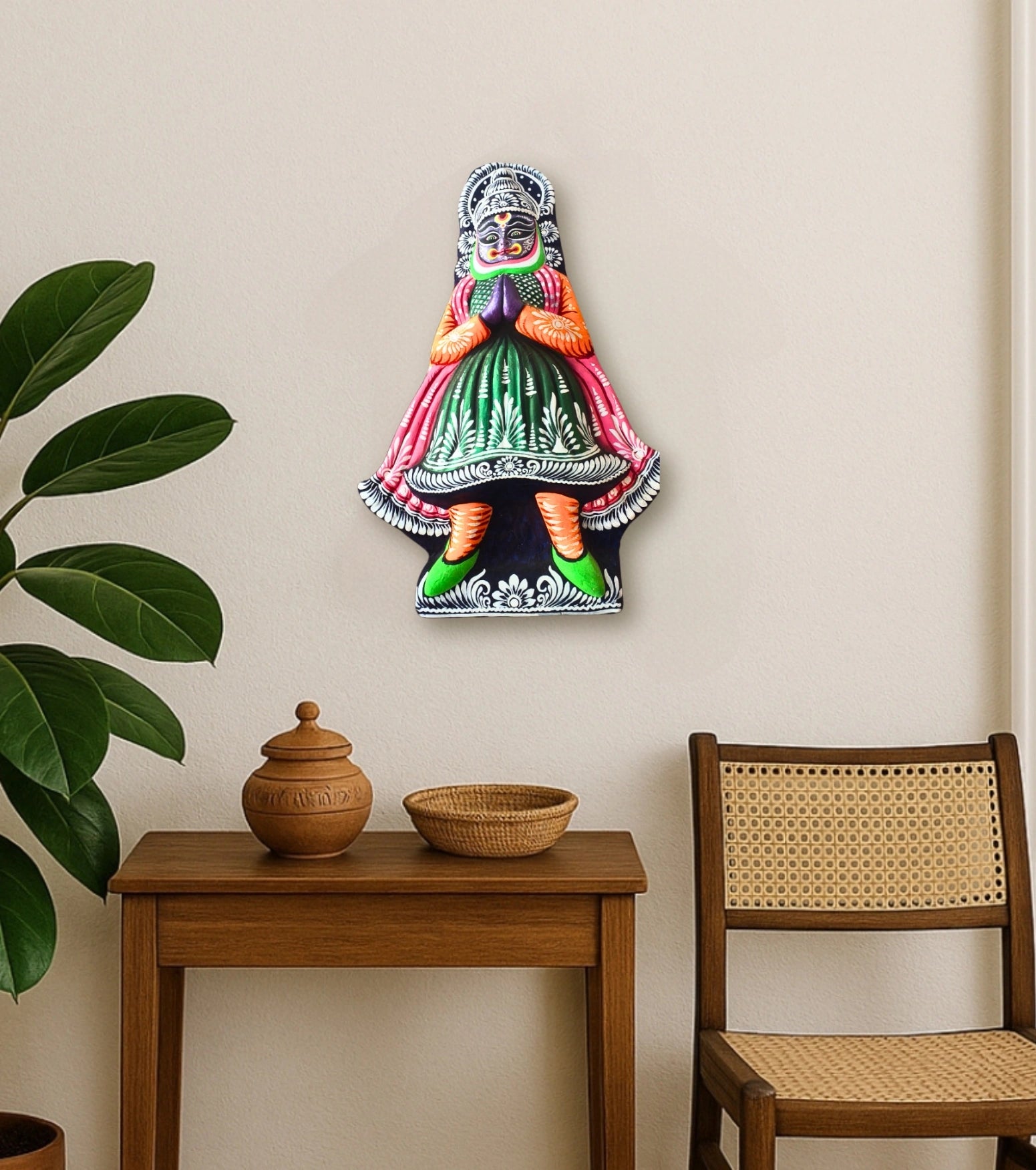 Purulia Chhau Wall Mask – Folded Hands Avatar | Handcrafted Folk Namas – Retail Maharaj