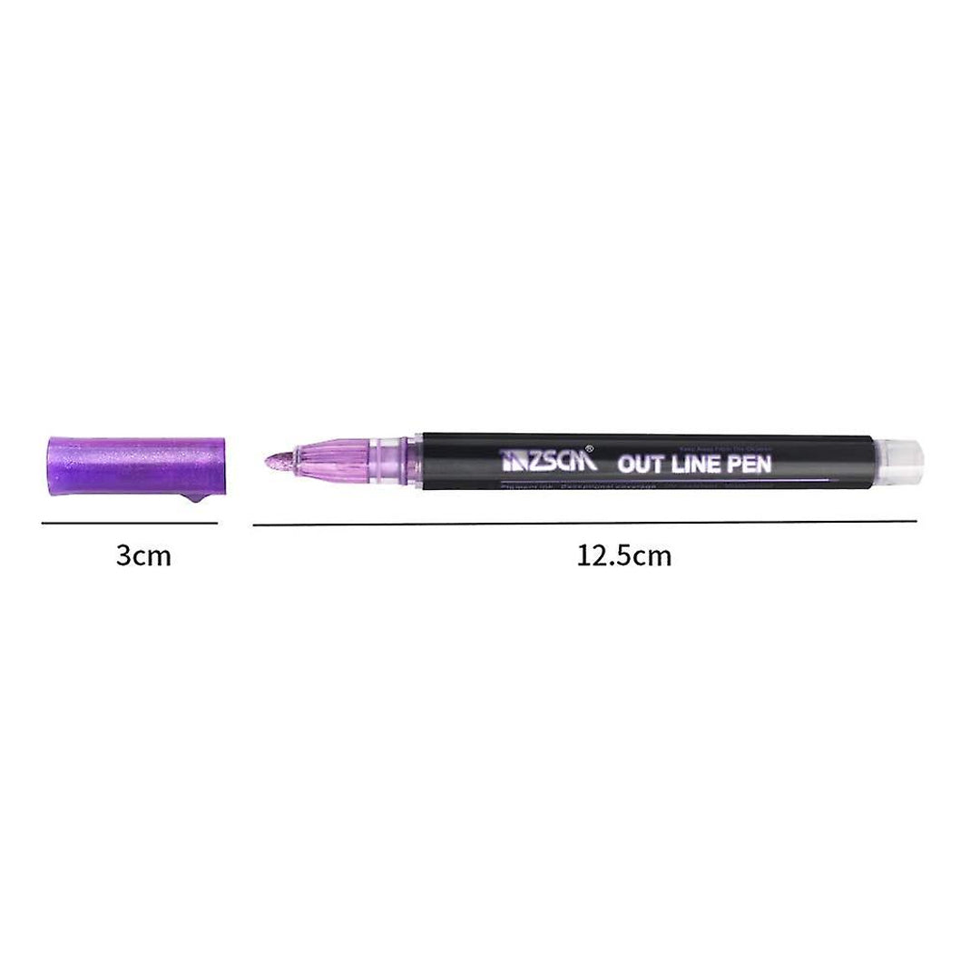Self Outliner Marker Pen Slim Easy-to-use Color Drawing – Set of 12 ...