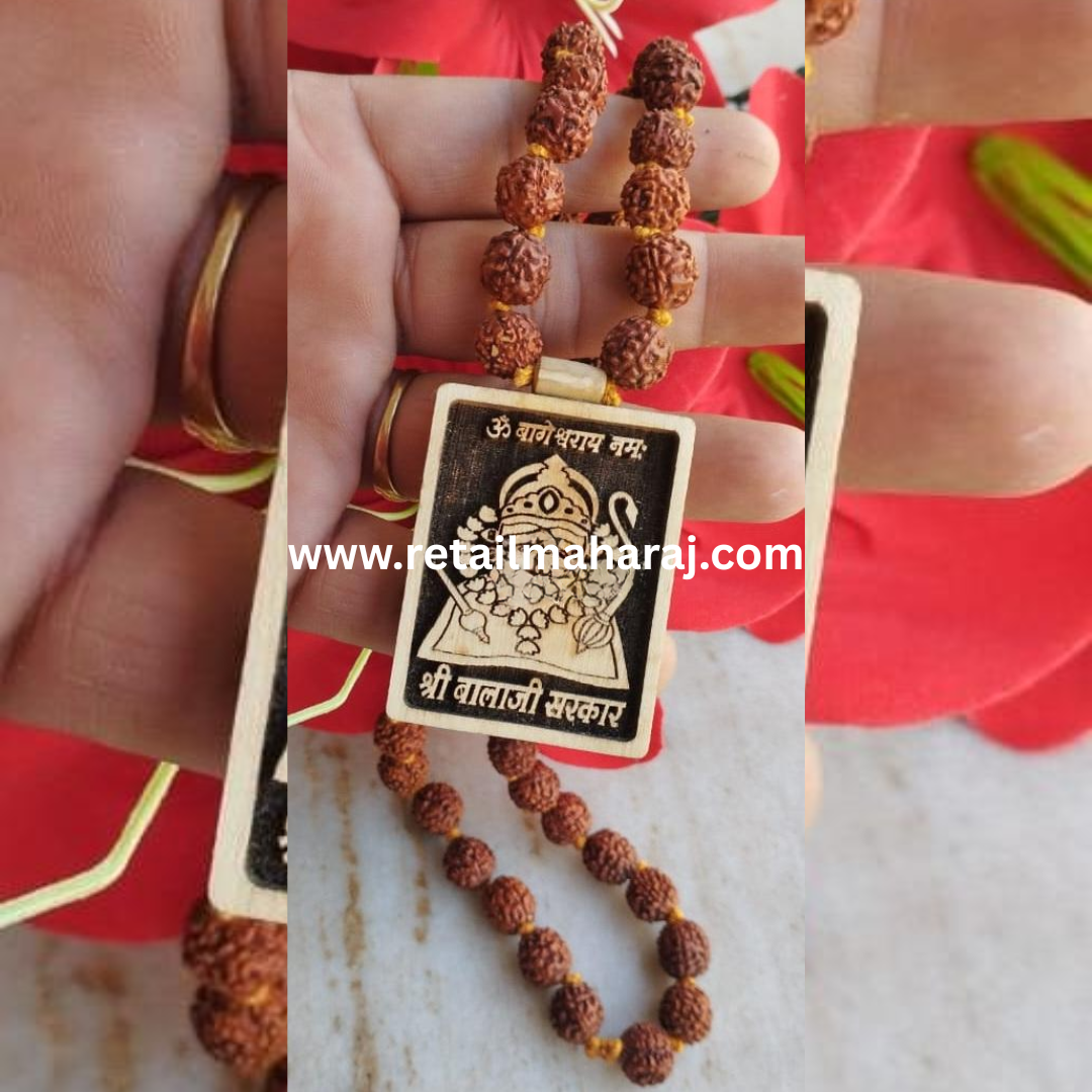Shri Salasar Balaji Locket Rudraksha Mala | Sacred Rudraksha Beads ...