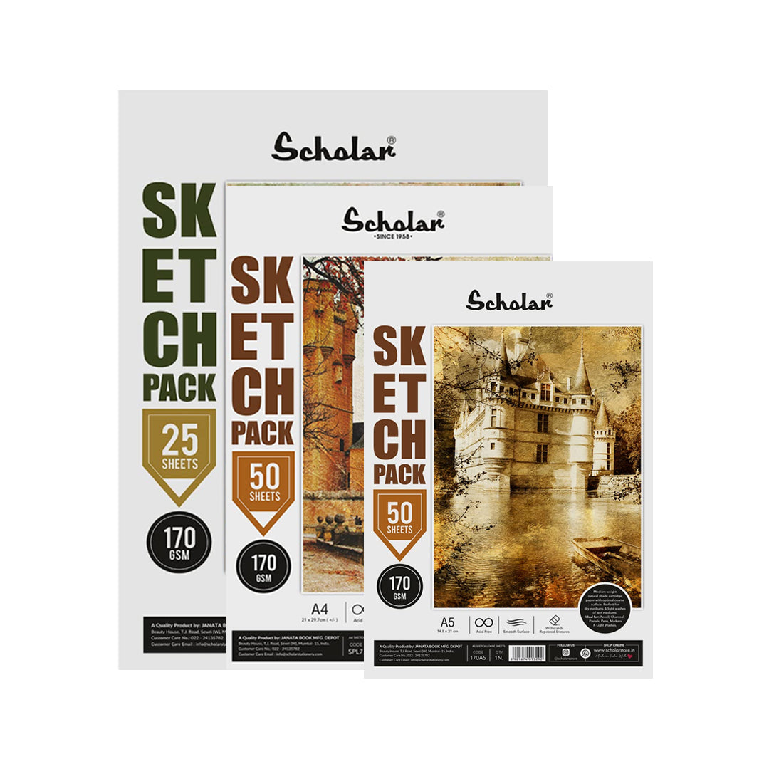 Scholar Sketch Pack Loose Drawing Paper Sheets 170 GSM | Retail Maharaj
