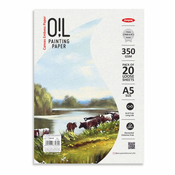 Anupam Oil Painting Drawing Paper Pack 350 GSM Canvas Textured Sheets ...