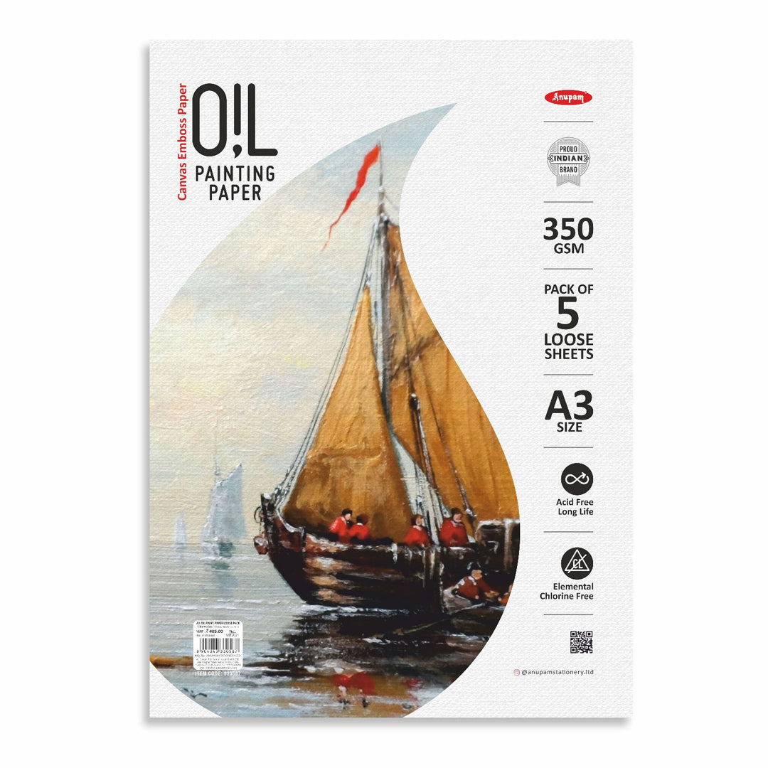 Anupam Oil Painting Drawing Paper Pack 350 GSM Canvas Textured Sheets ...