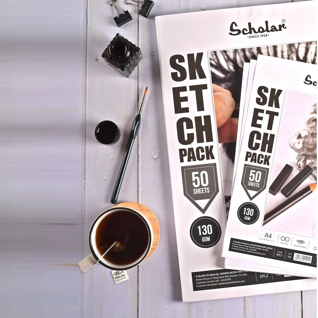 Scholar White Cartridge Drawing Paper Loose Sketch Sheets 130 GSM ...