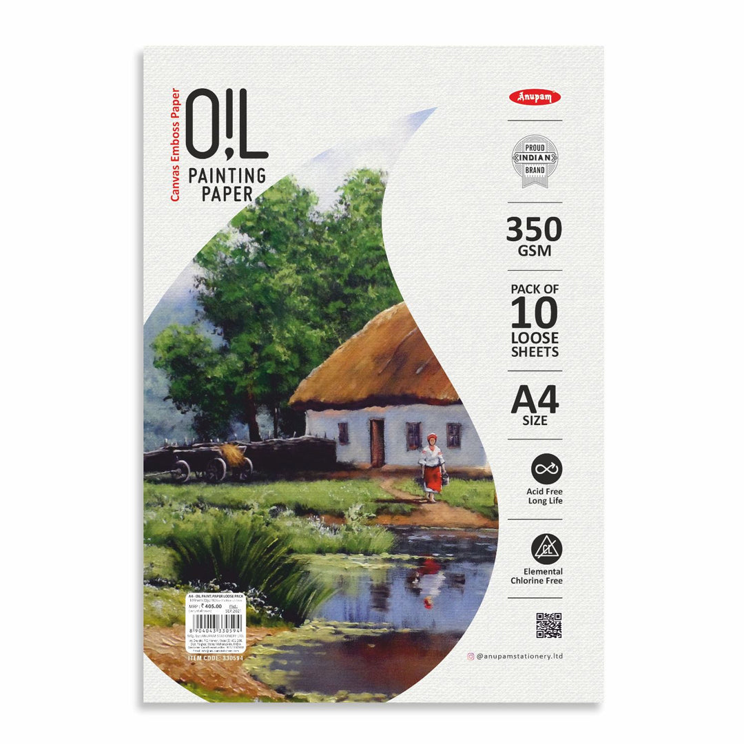 Anupam Oil Painting Drawing Paper Pack 350 GSM Canvas Textured Sheets ...