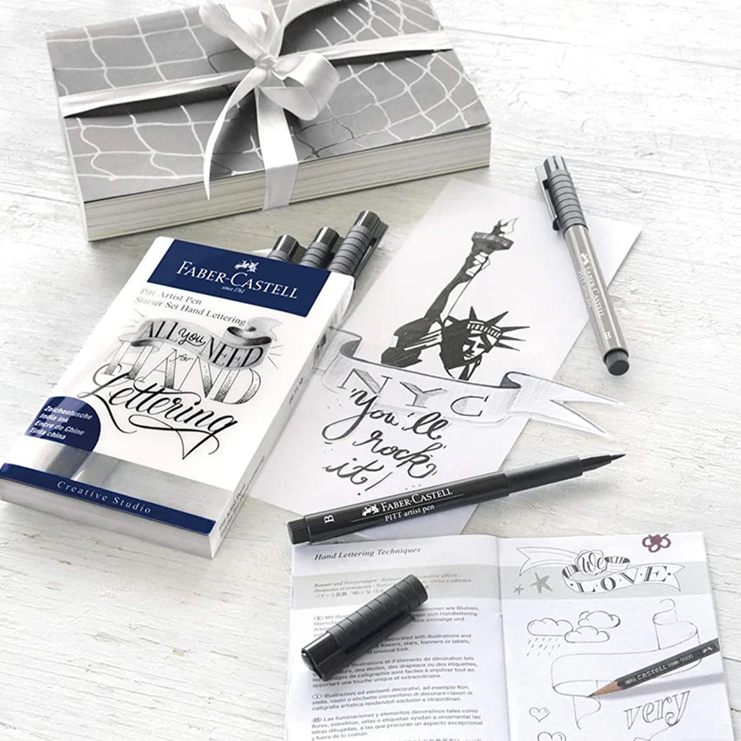 Faber Castell Pitt Artist Pen Hand Lettering Starter Kit Set of 9