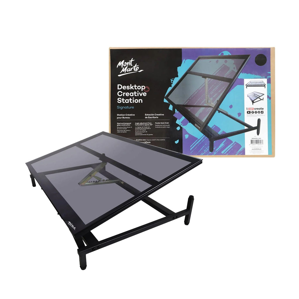 Mont Marte Adjustable Glass Top Desktop Art Drafting Station | Retail ...