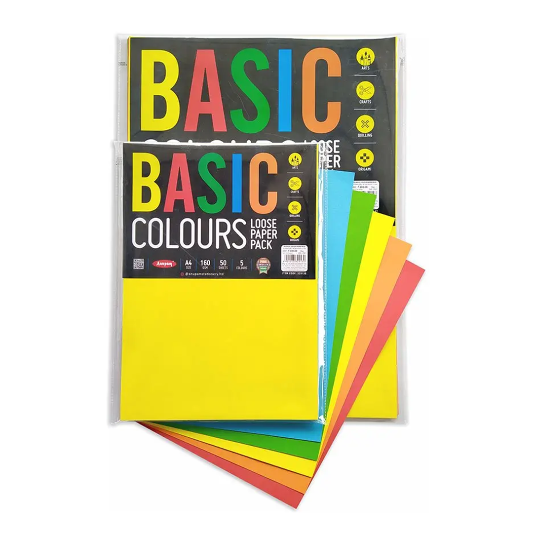 Anupam Basic Colour Pastel Paper Loose Sheets 160 GSM | Retail Maharaj