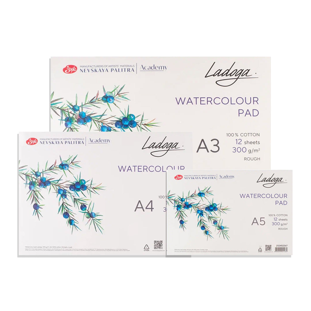 Ladoga Rough Watercolour Paper Pad 300 GSM | 100% Cotton | 12 Sheets