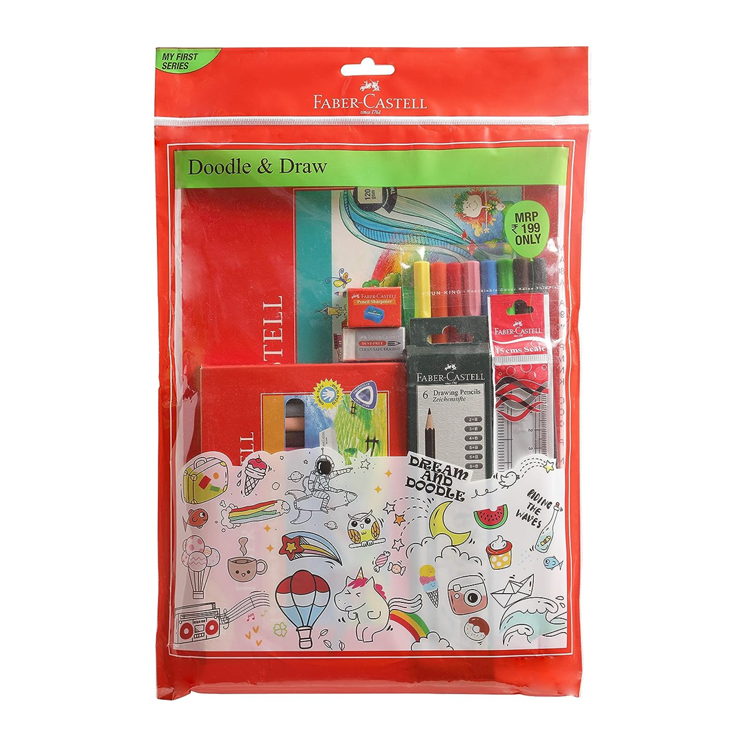 Faber Castell Doodle and Draw Art Kit for Kids Creative Learning Set ...