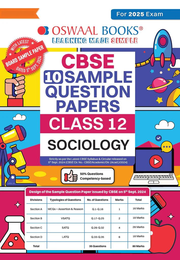 Oswaal CBSE Sample Question Papers Sociology For Class 12 | 2025 Exam ...